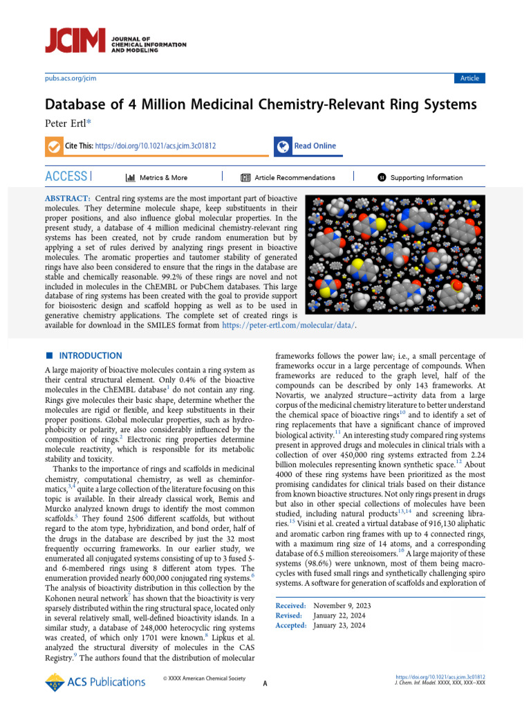 2024 - Database of 4 Million Medicinal Chemistry-Relevant Ring Systems ...