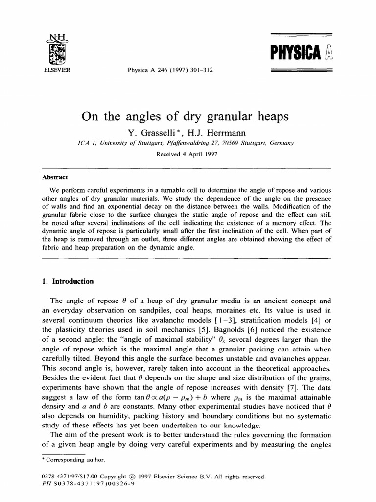 Angles of Dry Granular Heaps Study | PDF