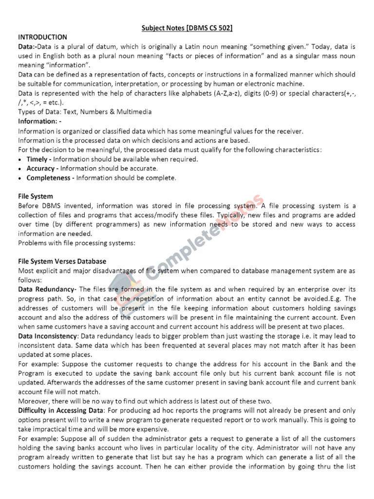Unit 1 - Database Management Systems - Unlocked | PDF
