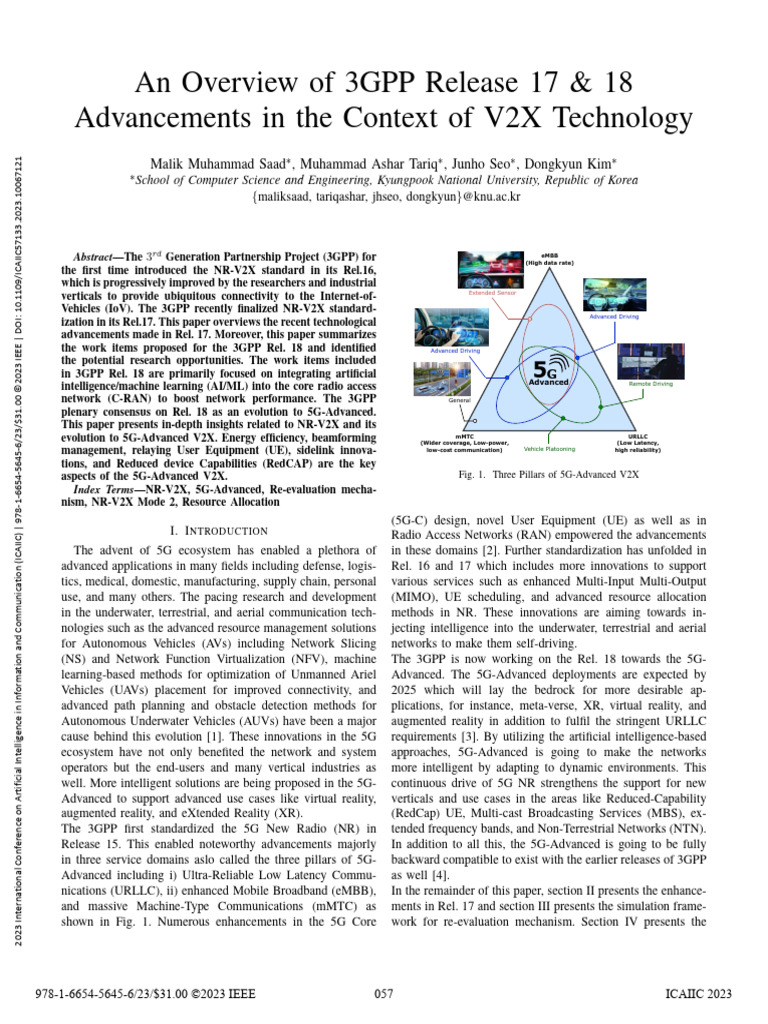 An Overview of 3GPP Release 17 Amp 18 Advancements in The Context of V2X Technology | PDF ...