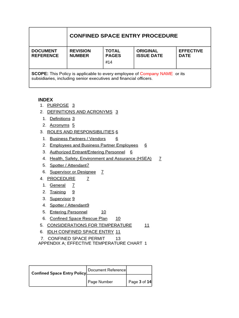 Confined Space Entry Procedure | PDF | Carbon Dioxide | Occupational ...