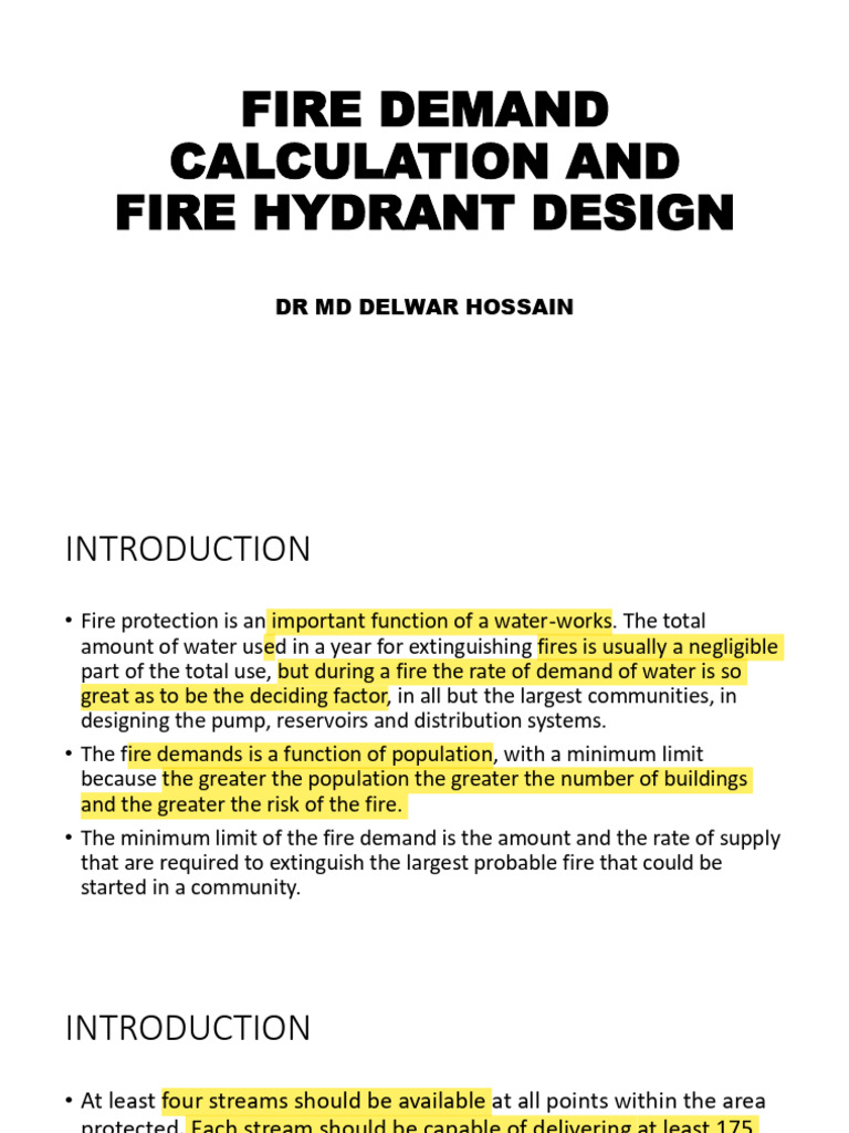 Fire Demand and Hydrant Design Guide | PDF | Storm Drain | Fire Engine
