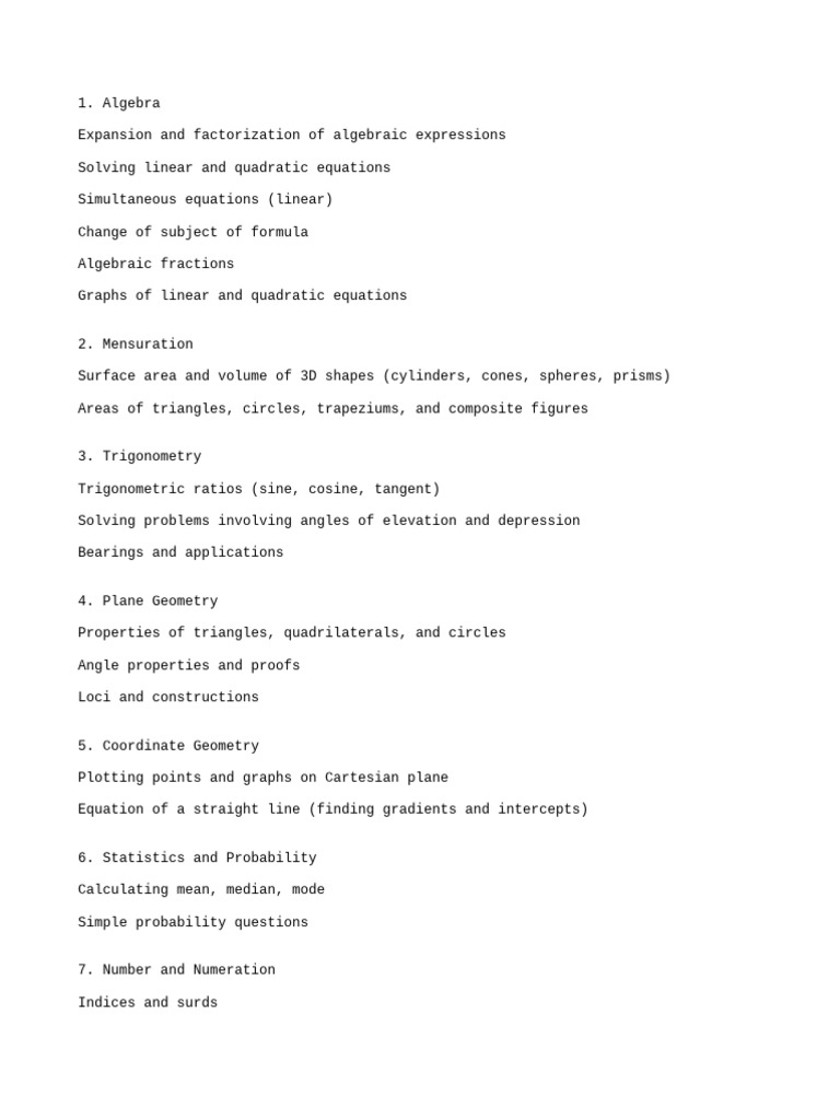 GCE Mathematics Syllabus Overview | PDF