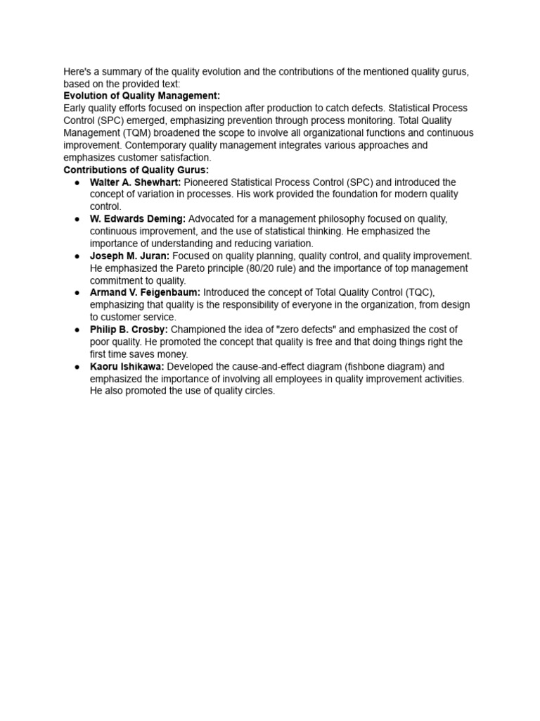 Quality Management Evolution Overview | PDF