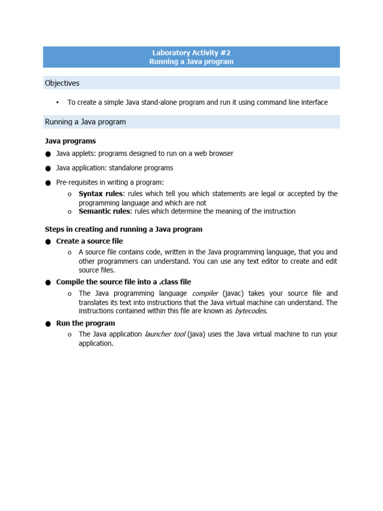 Laboratory Activity 2 | PDF | Java (Programming Language) | Programming