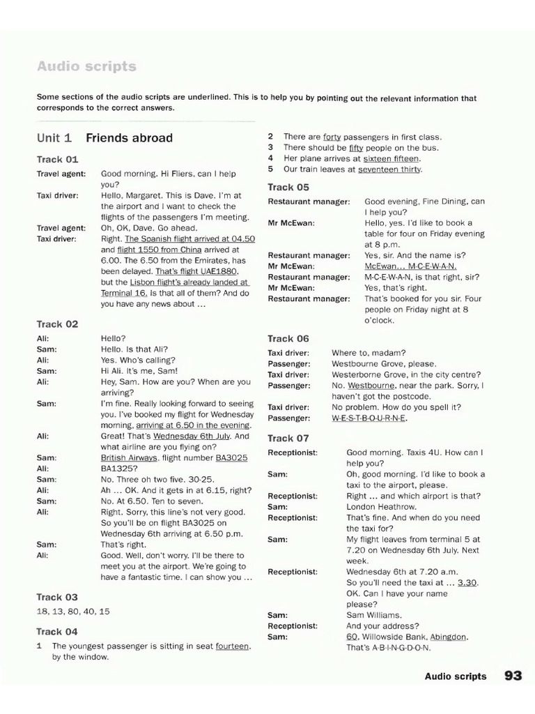 Audio Script A2+ | PDF