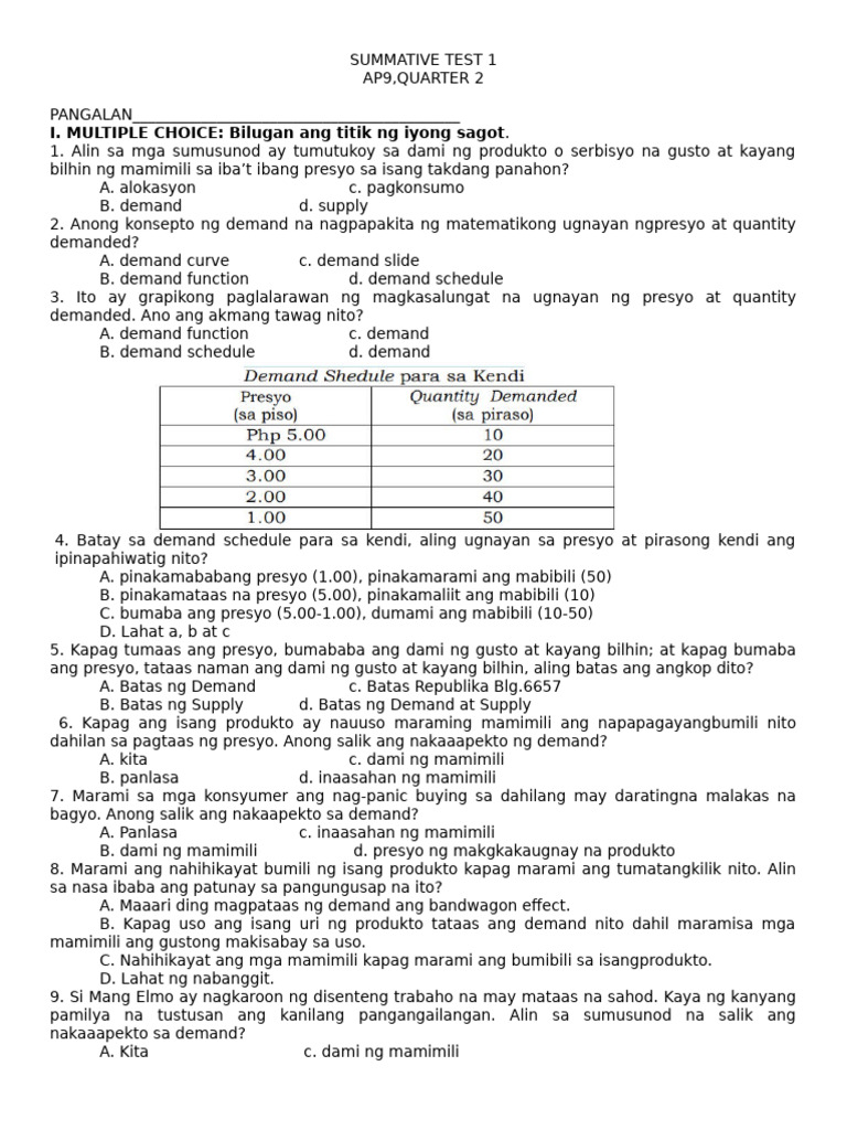 Summative Test 1 | PDF