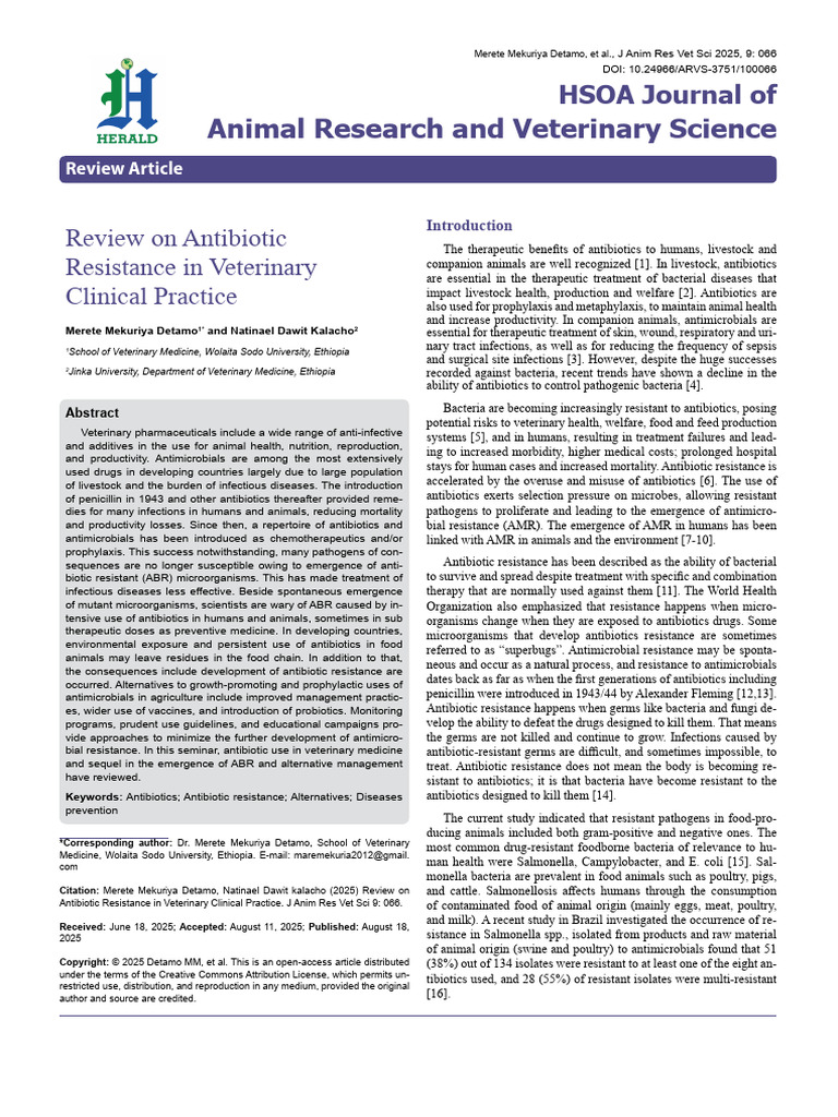 Review On Antibiotic Resistance in Veterinary Clinical Practice | PDF ...