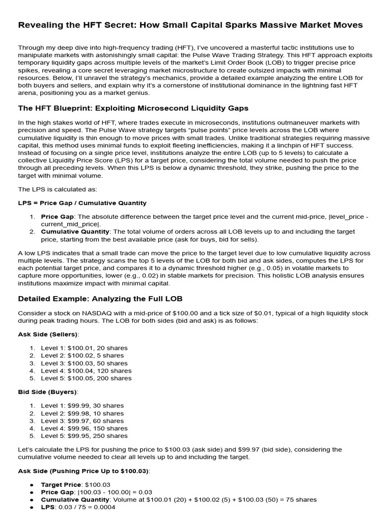 Pulse Wave Trading in HFT Explained | PDF | High Frequency Trading ...