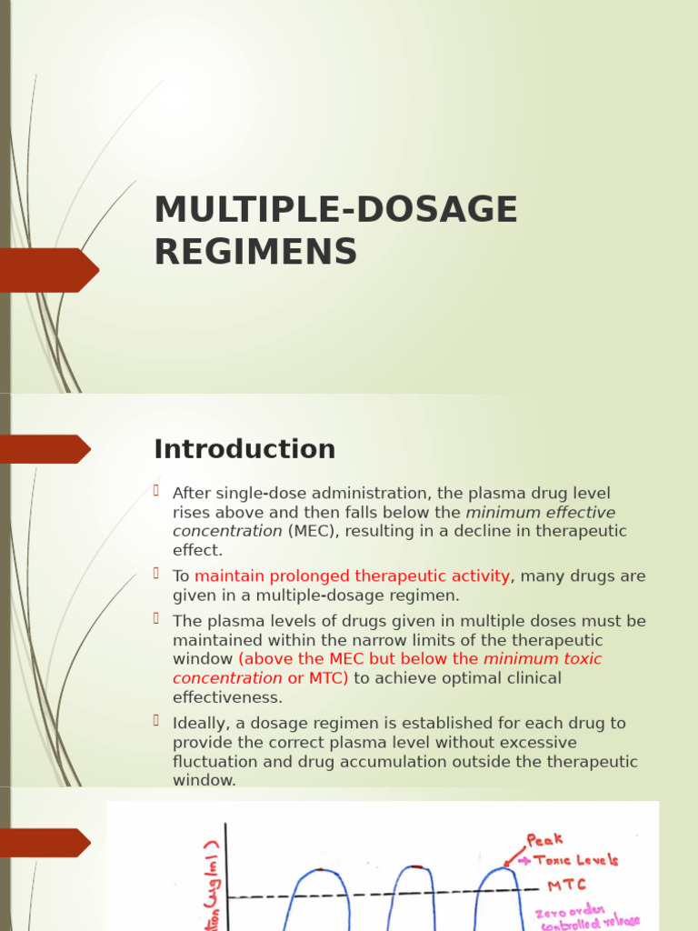 Multiple Dosage Regimens | PDF | Pharmacokinetics | Dose (Biochemistry)