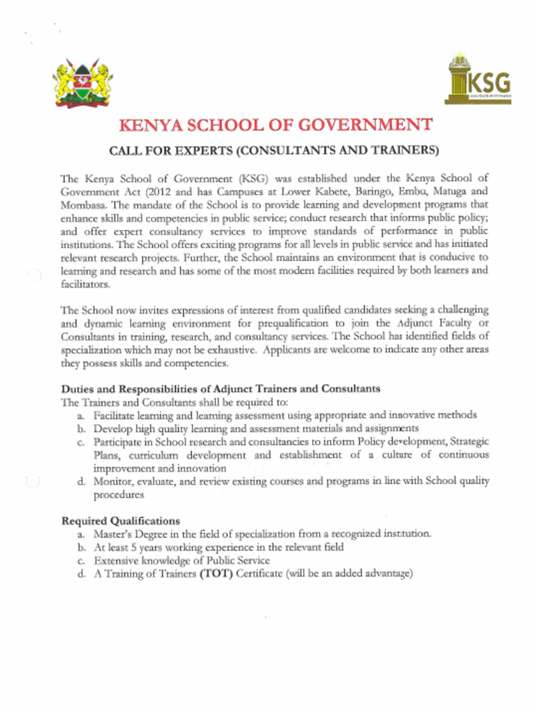 Call For Experts (Consultants and Trainers) - 250819 - 122848 | PDF