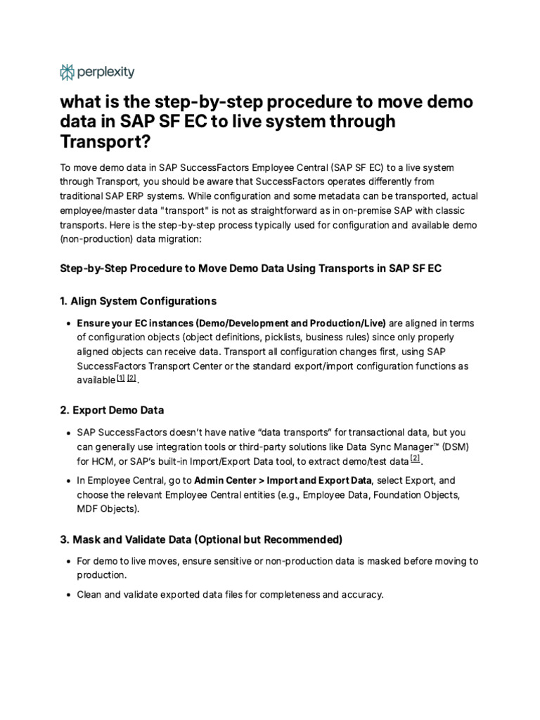 Transport SAP SF EC | PDF | Audit | Governance