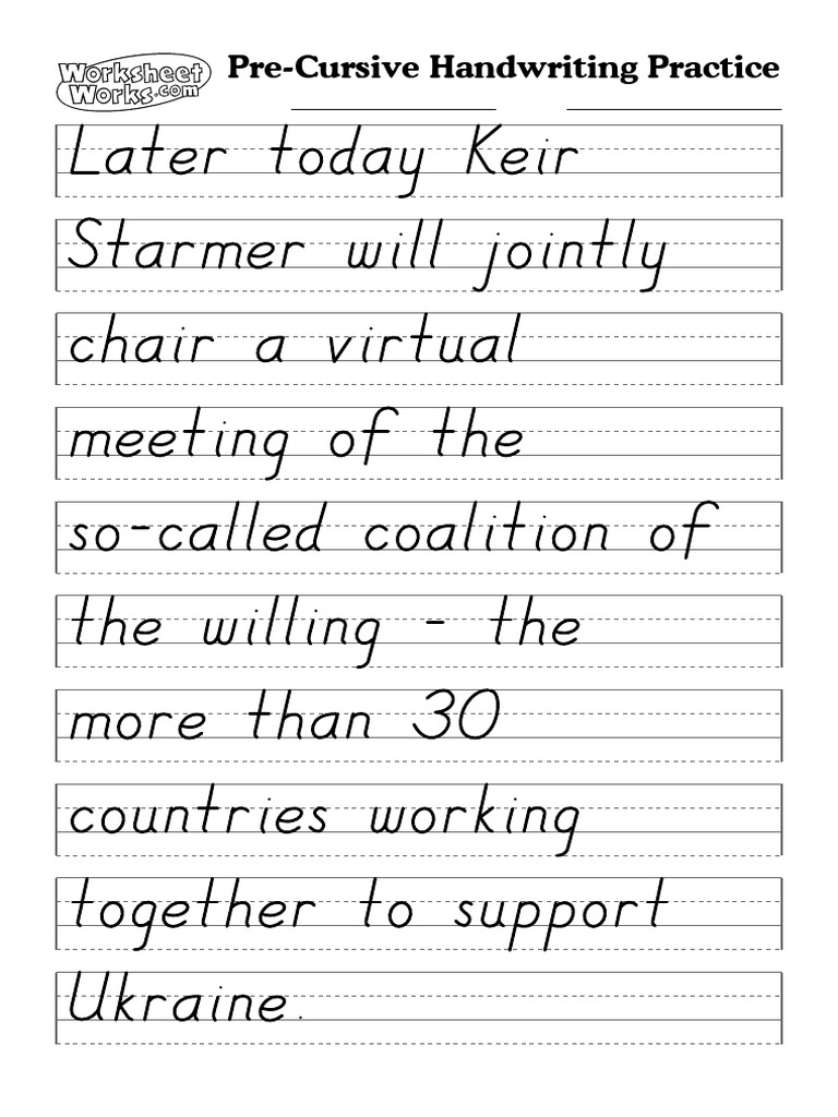 WorksheetWorks PreCursive Handwriting Practice 1 | PDF