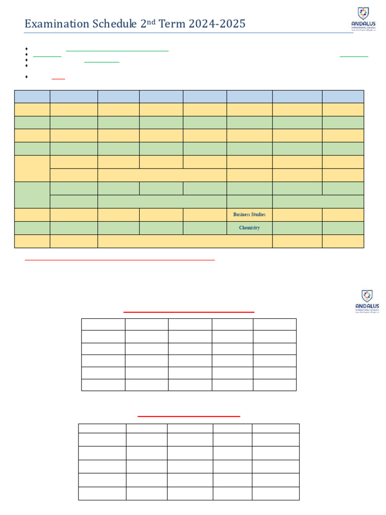 T2 Examination Schedule 2024-2025 | PDF