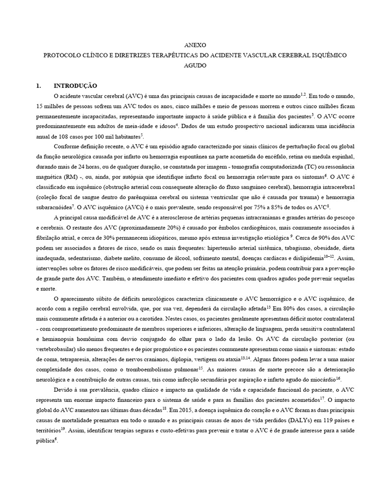 Protocolo AVC Isquêmico Agudo | PDF | AVC | Infarto do Miocárdio