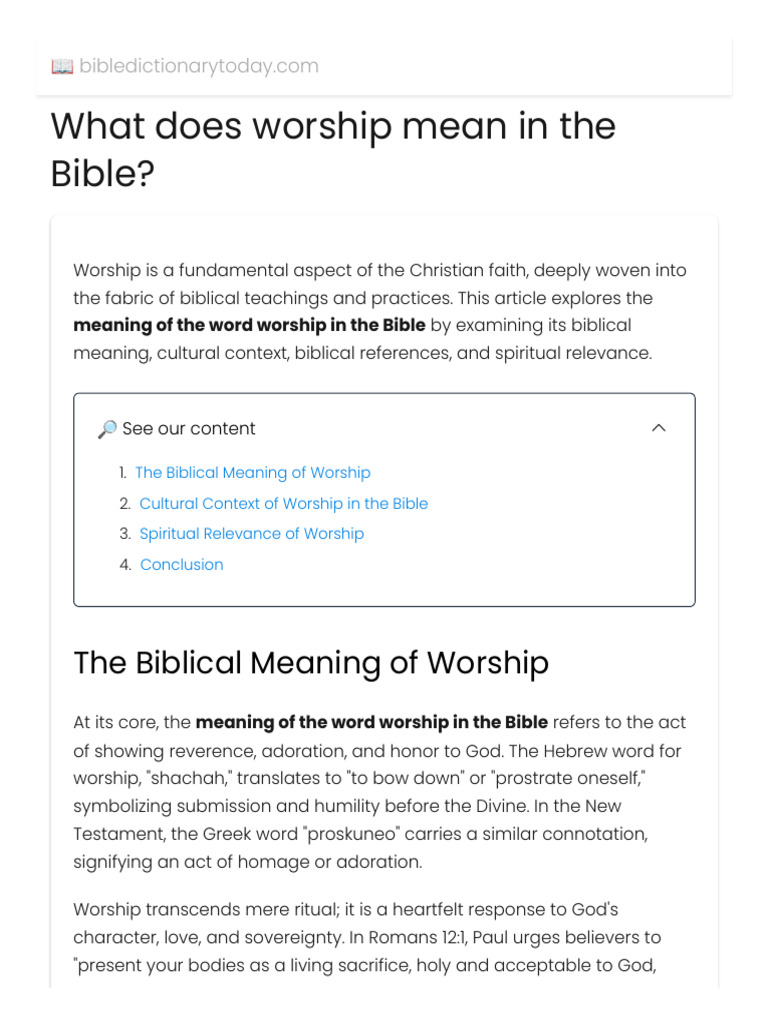 Biblical Definition of Worship | PDF | Worship | Bible