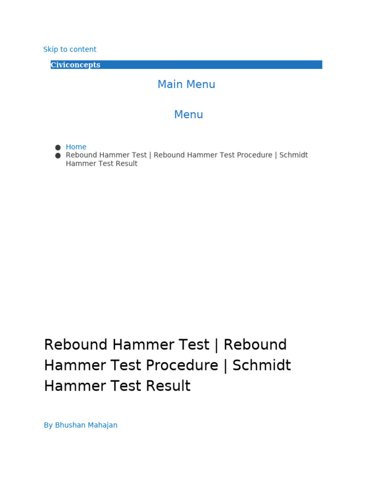 Rebound Hammer Test Procedure Overview | PDF | Concrete | Hammer