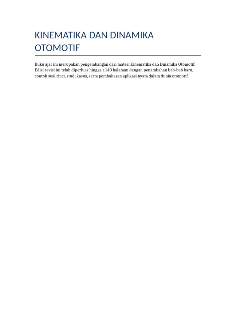 Getaran Mesin Otomotif: Analisis dan Aplikasi | PDF