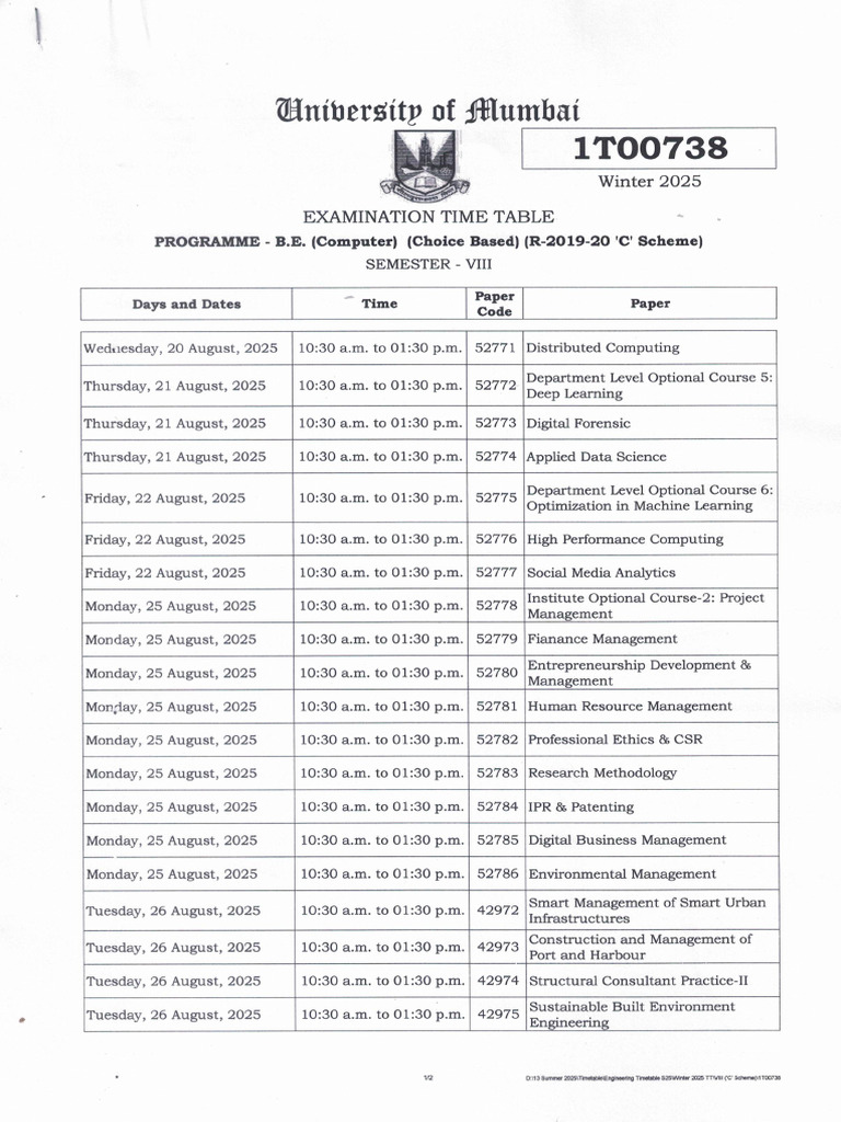 1T00738 B.E. Computer Choice Based Sem VIII 1 | PDF
