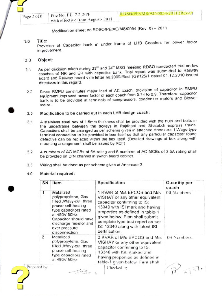 Capacitor Bank Installation for LHB Coaches | PDF | Capacitor ...