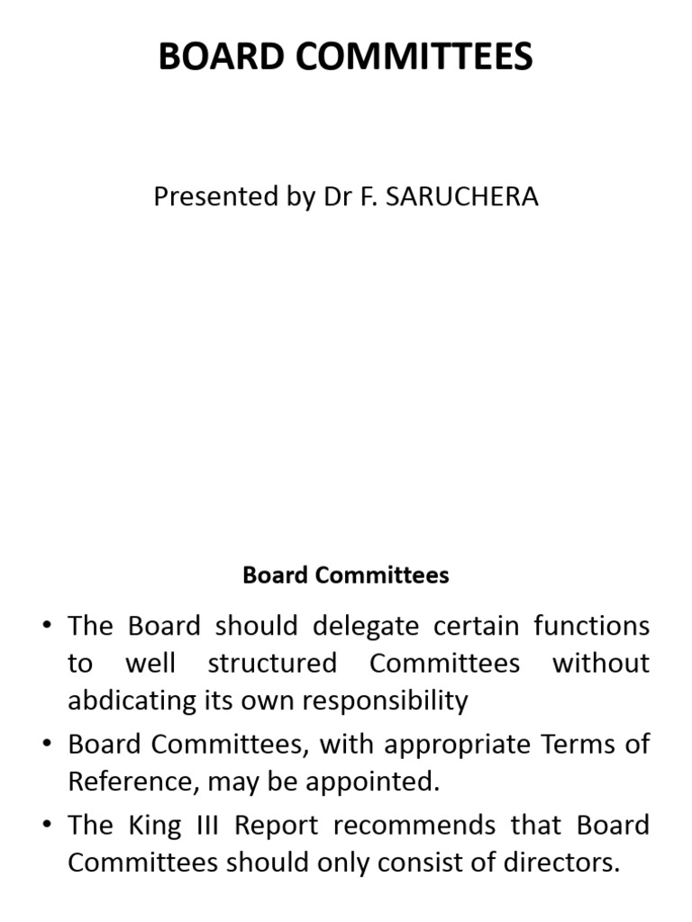 Board Committees Presentation | PDF | Audit Committee | Audit