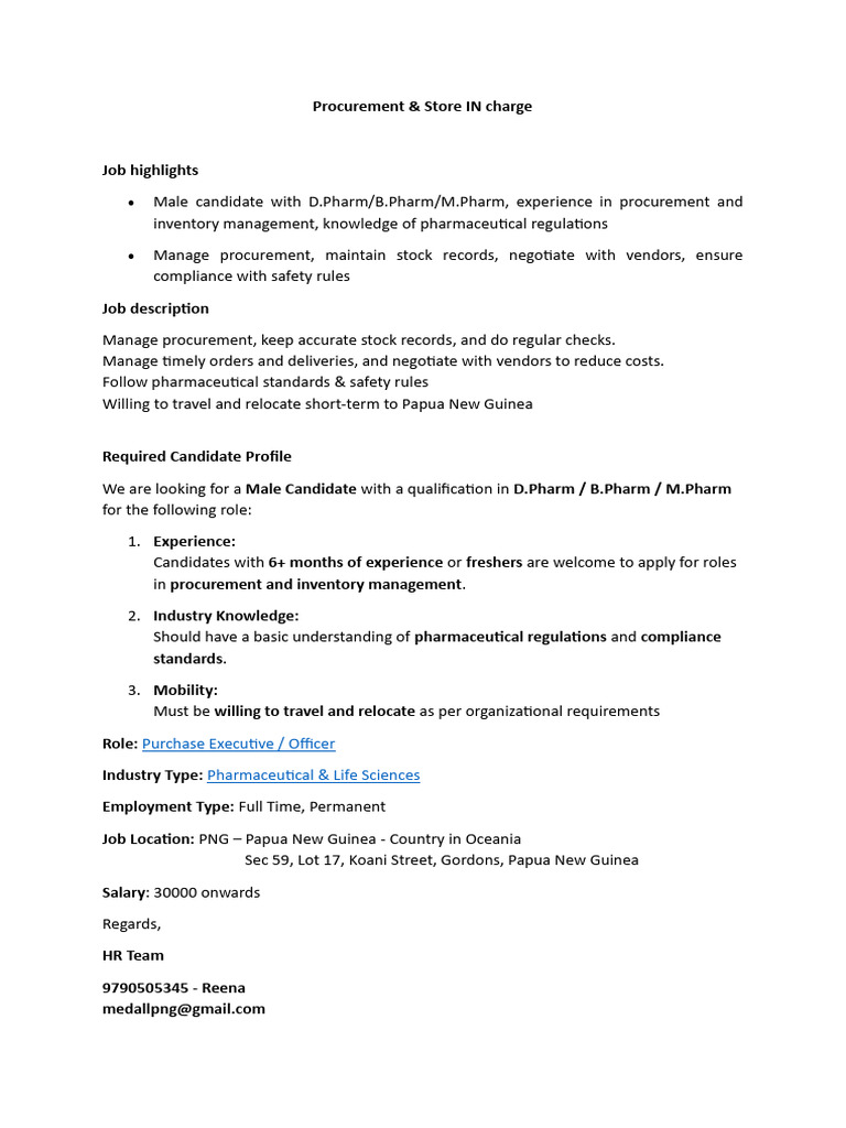 Procurement JD | PDF