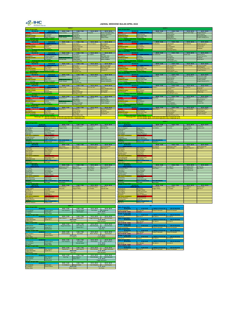 Jadwal Weekend April 2024 | PDF