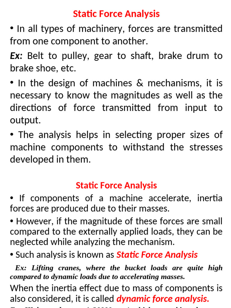 2 Static Force Analysis DOM 5 A (Corrected) | PDF | Force | Machines