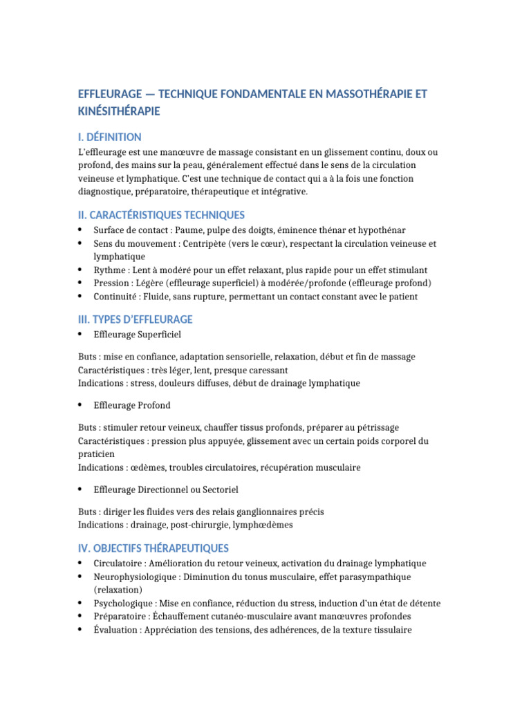 Effleurage : Technique de Massage Essentielle | PDF | Massage | Médecine
