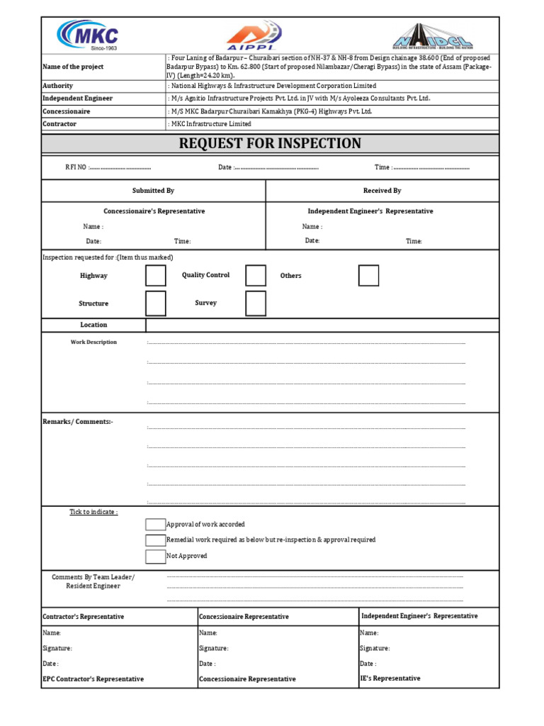 Highway Inspection Request Form | PDF | Road Infrastructure | Road