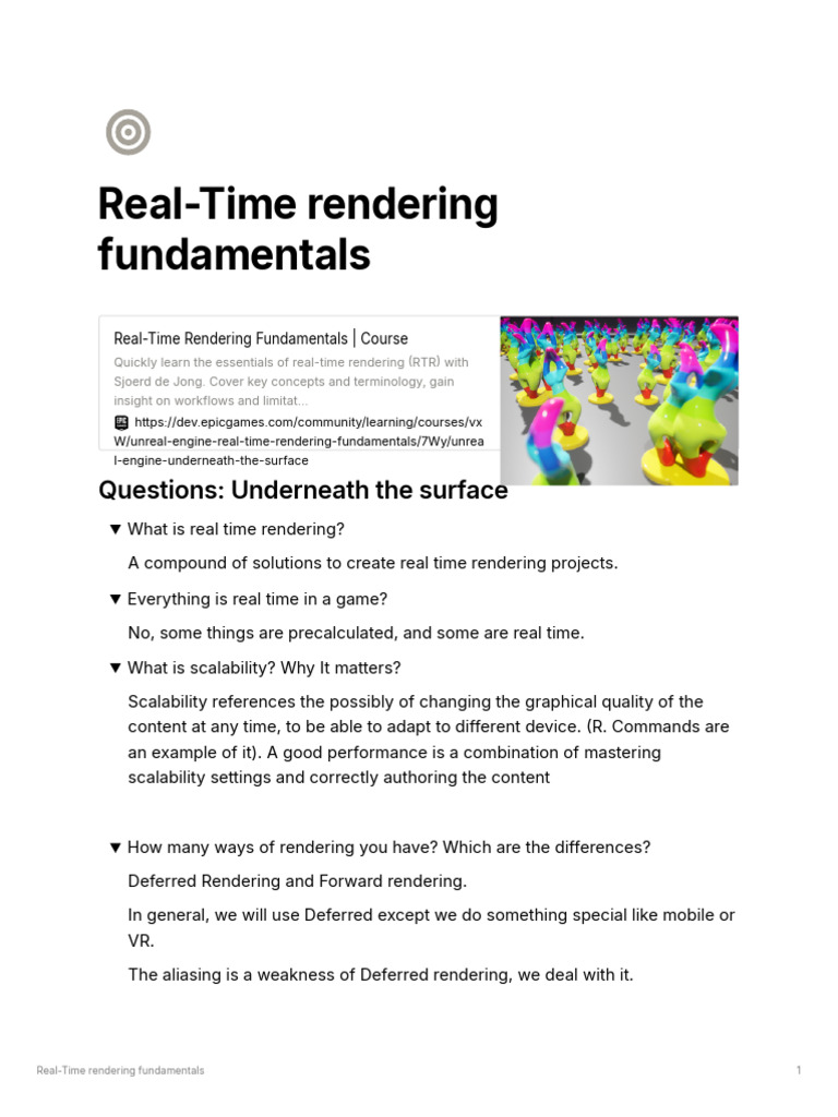 Real-Time Rendering Essentials in UE5 | PDF | Rendering (Computer ...
