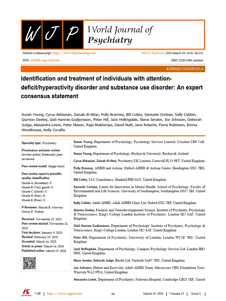 ADHD and Substance Use Disorder Consensus | PDF | Attention Deficit ...