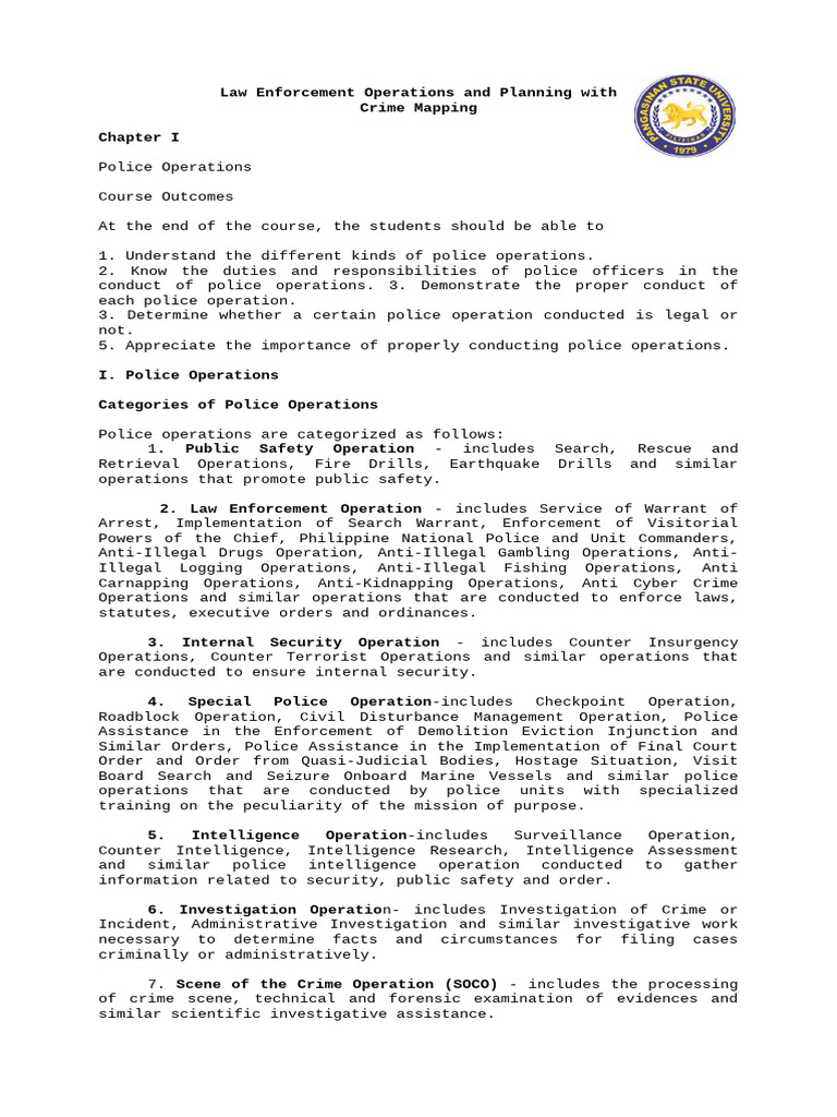Police Operations and Planning Guide | PDF | Police | Reasonable Suspicion