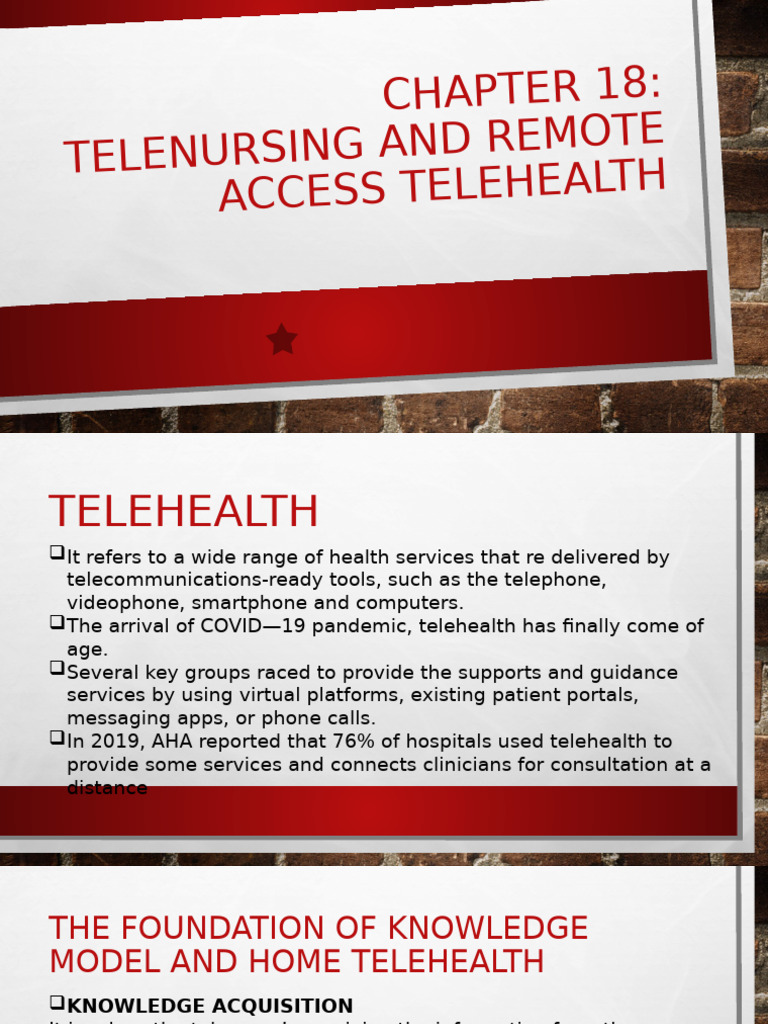 Telenursing and Remotre Access Telehealth | PDF | Monitoring (Medicine ...