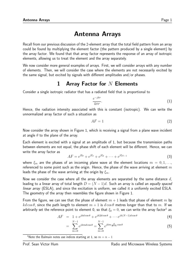 Arrays | PDF | Antenna (Radio) | Telecommunications Engineering