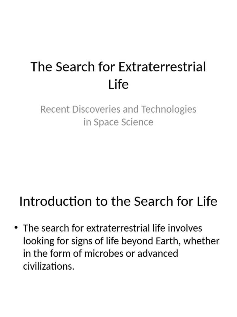 The Search For Extraterrestrial Life | PDF
