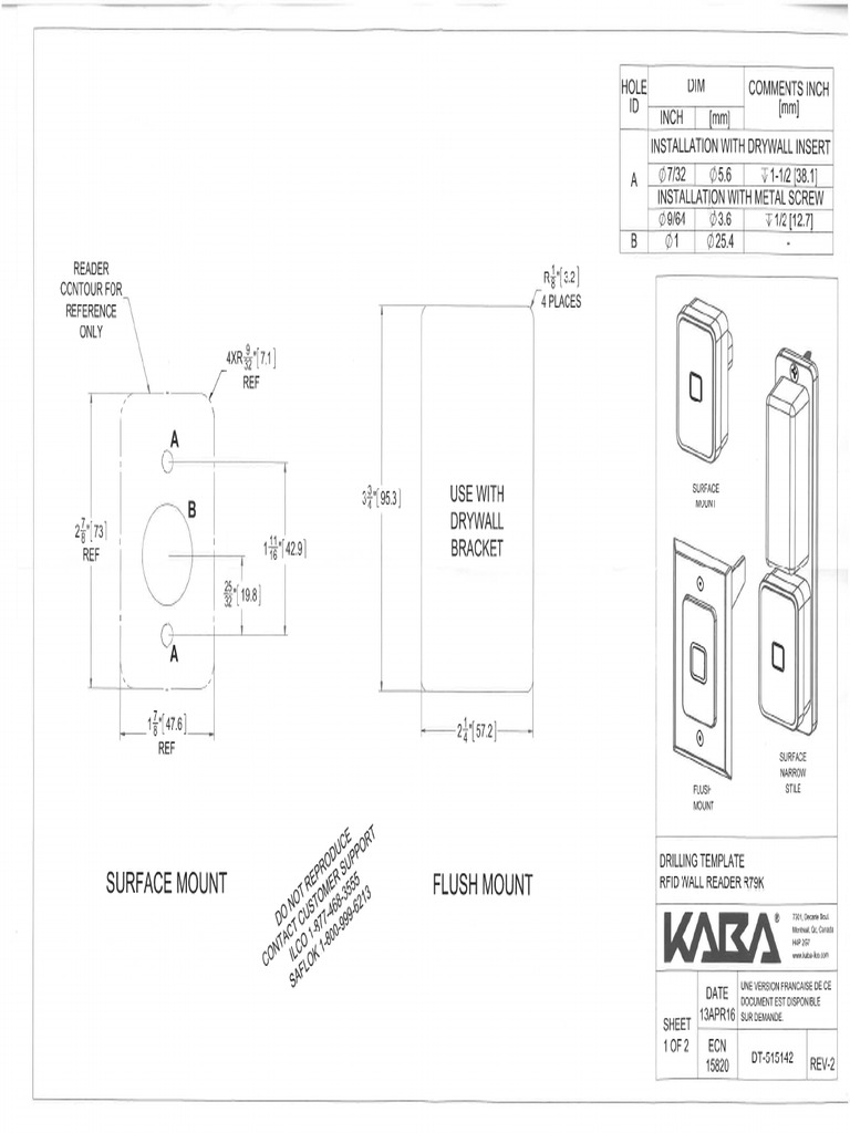 RAC5 Drilling Template RFID Wall Reader | PDF