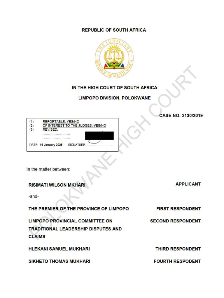 In The High Court of South Africa Limpopo Division Polokwane | PDF | Witness | Lawsuit
