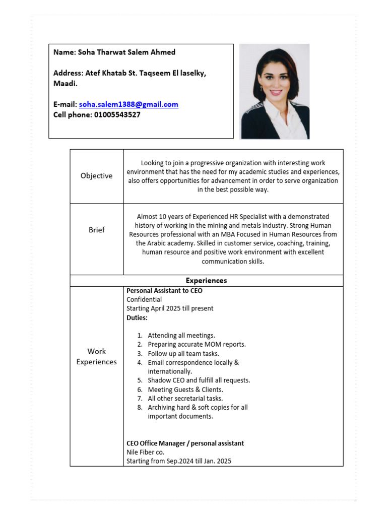 Soha Salem CV 2025 Updated | PDF | Regulatory Compliance | Employment