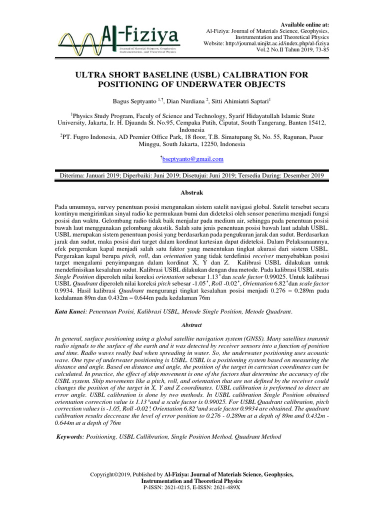USBL Calibration for Underwater Positioning | PDF | Waves | Cartesian ...
