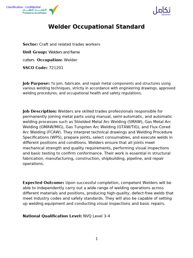 Welder Job Description and Standards | PDF | Welding | Construction