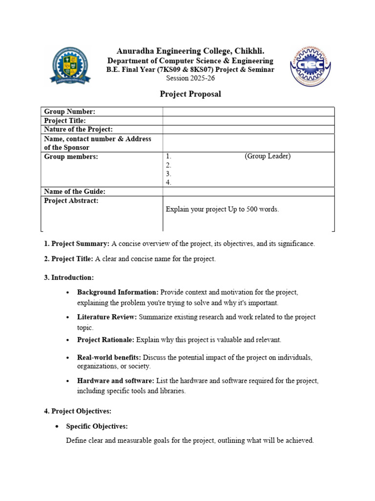 CSE Final Year Project Proposal Guide | PDF | Software | Methodology