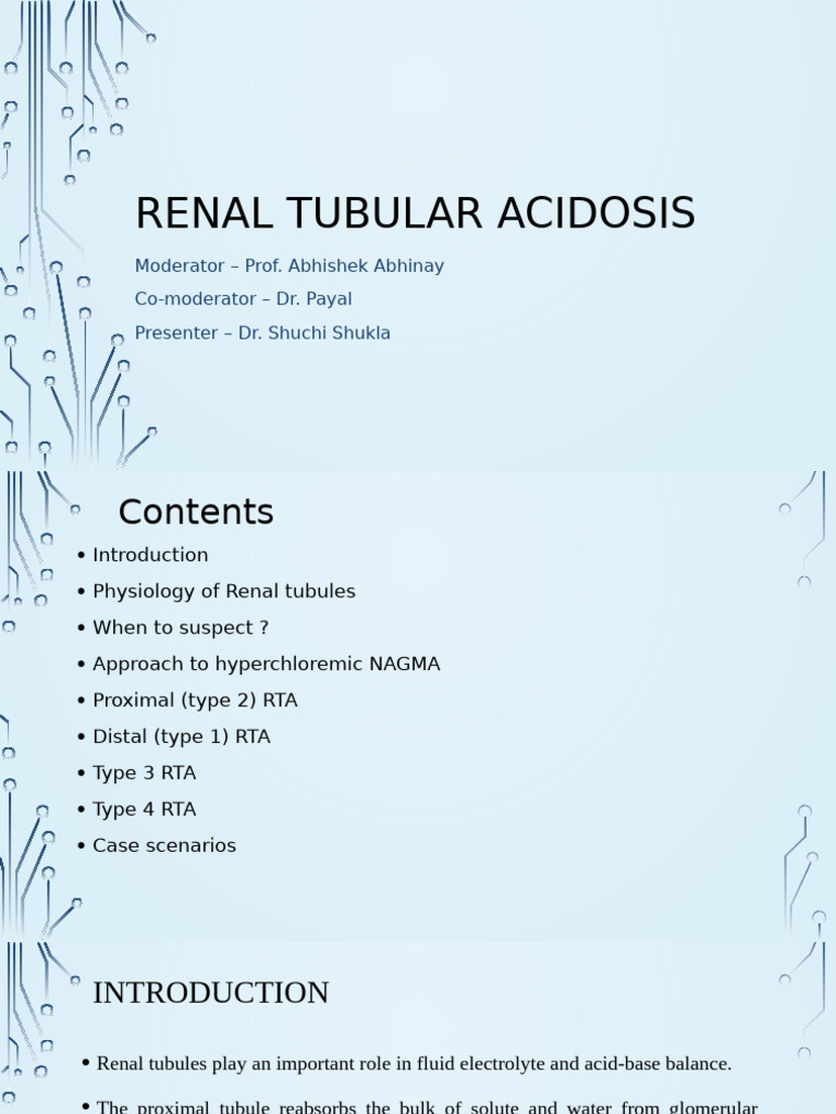 Overview of Renal Tubular Acidosis | PDF | Kidney | Diseases And Disorders