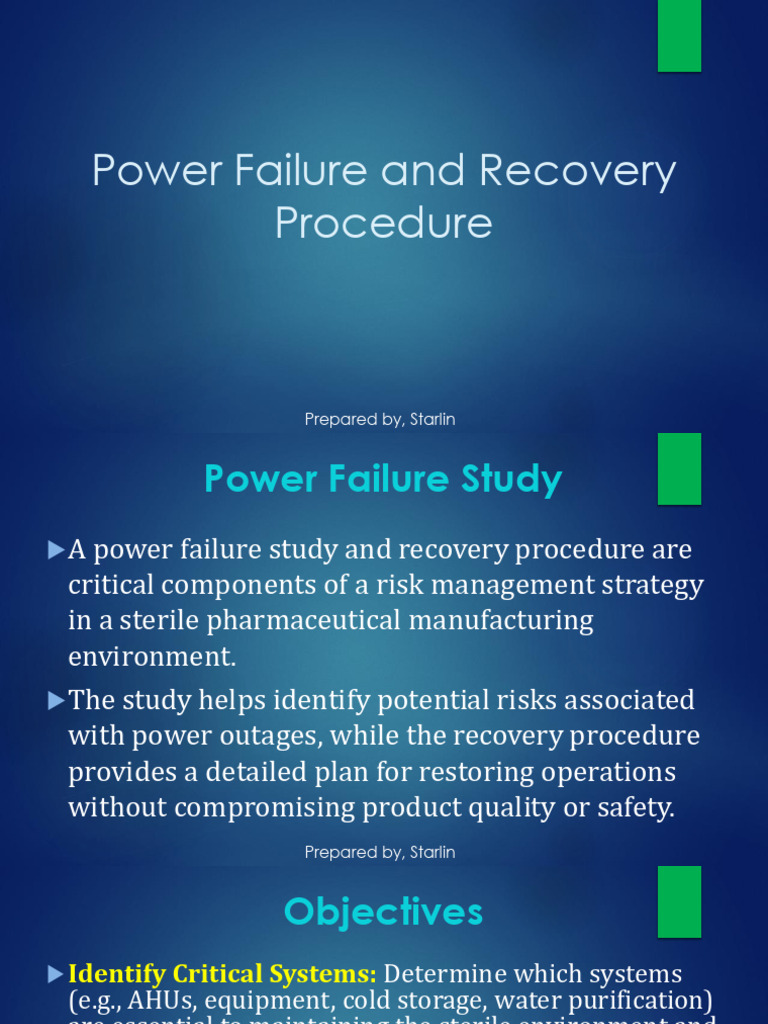 SOP for Power Failure in Pharma | PDF | Risk | Safety