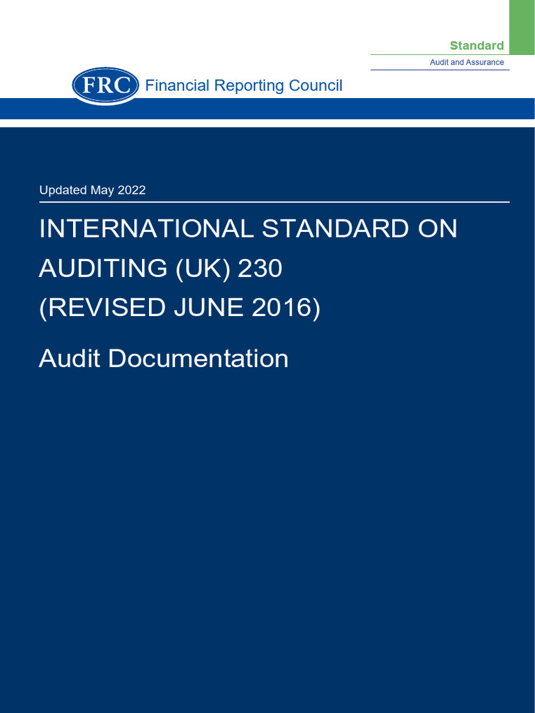 ISA UK 230 Updated May 2022 | PDF | Audit | Auditor's Report