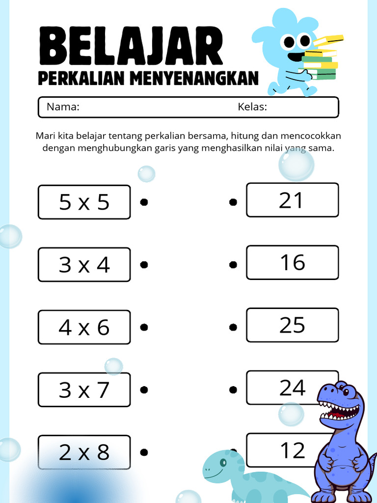 Belajar Perkalian Dan Pembagian Lembar Kerja Biru Hitam Ilustratif | PDF