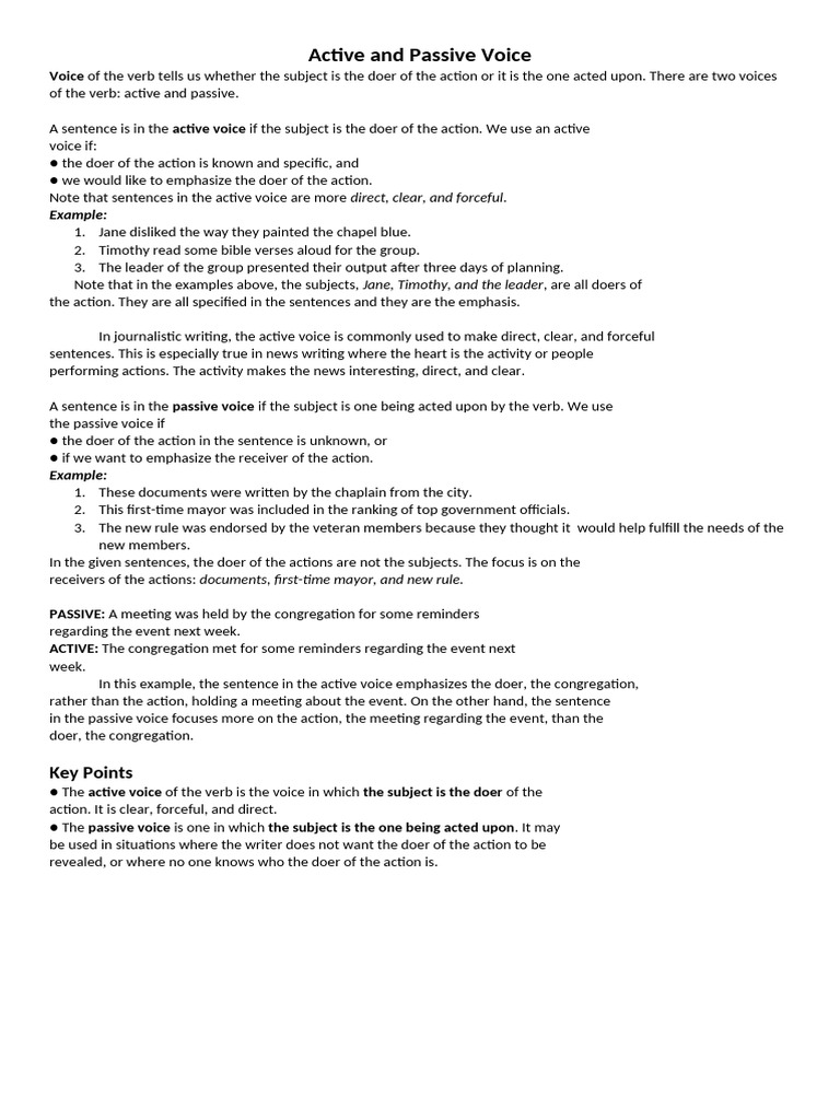 Active and Passive Voice | PDF | Linguistics | Syntactic Relationships