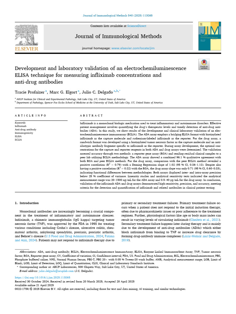 ECLIA for Infliximab and ADA Measurement | PDF | Elisa