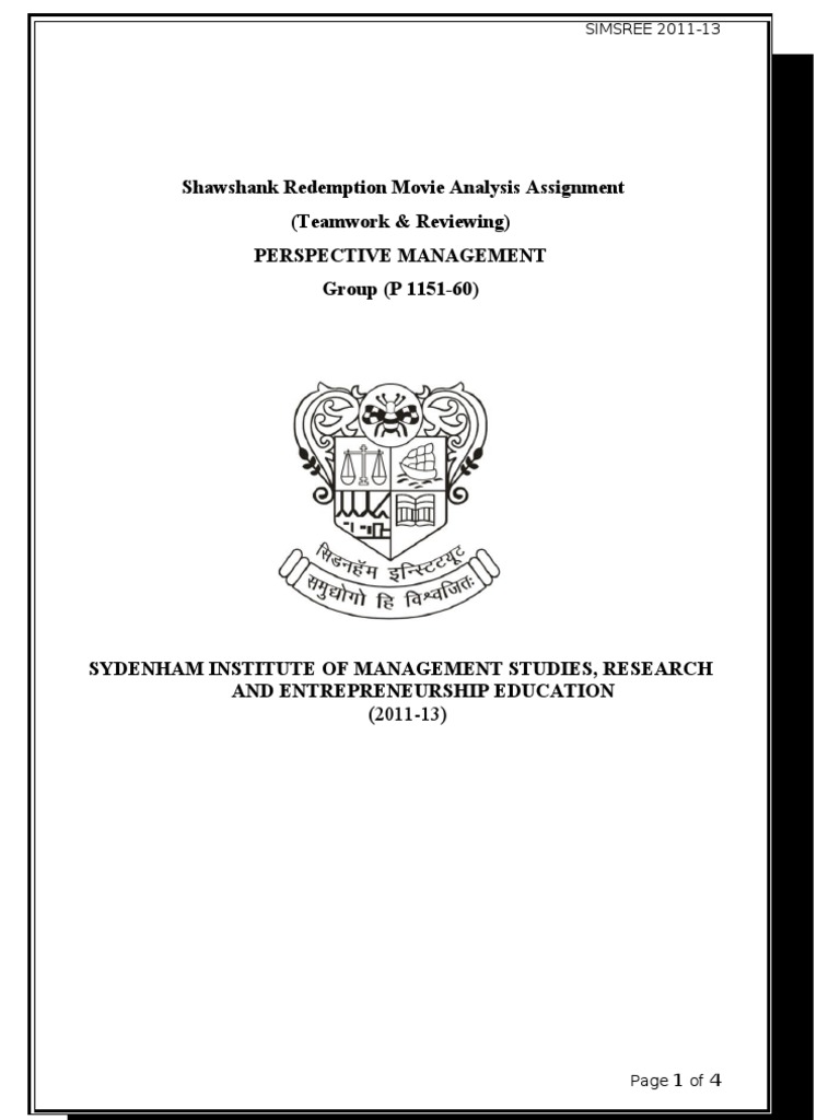 Shawshank Redemption Movie Analysis Assignment - Teamwork & Reviewing ...