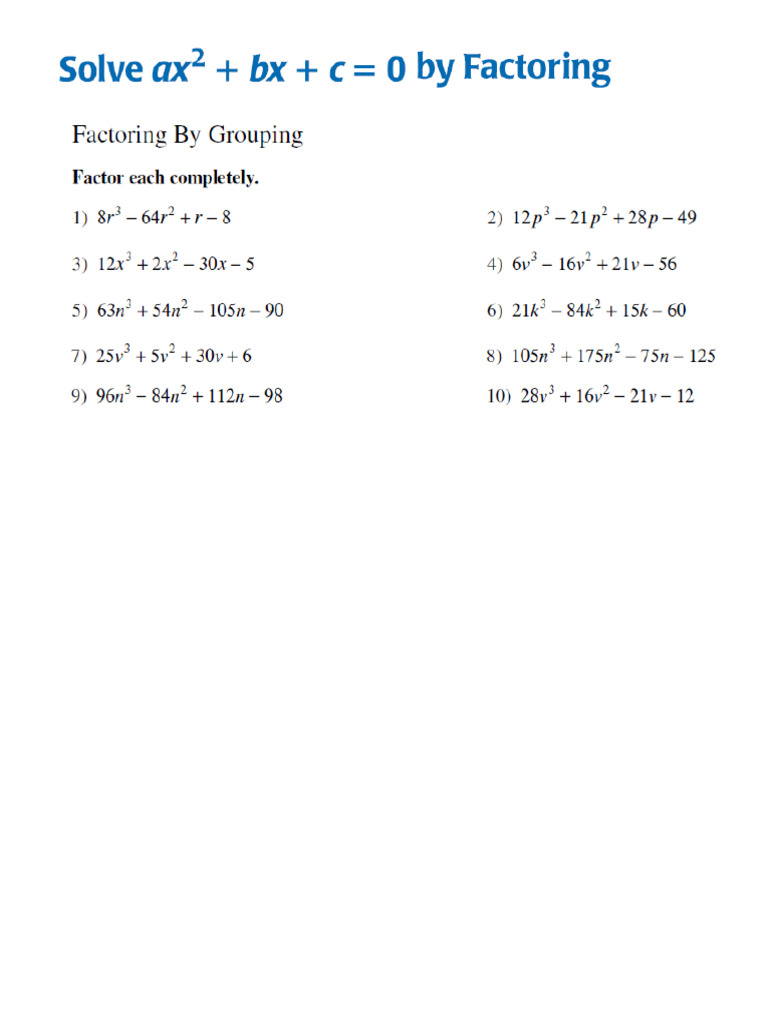 Factor by Grouping | PDF